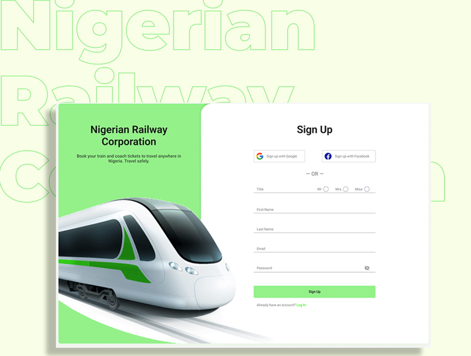 Sign up page modal by Ajabu Elizabeth on Dribbble