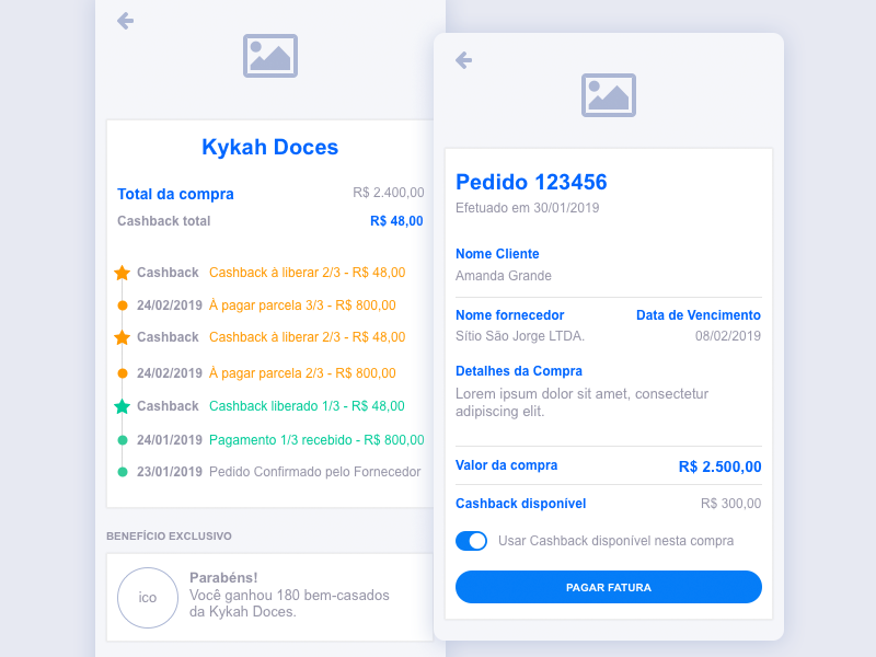Wireframe Mobile App Transaction and invoice by Amanda Grande on Dribbble
