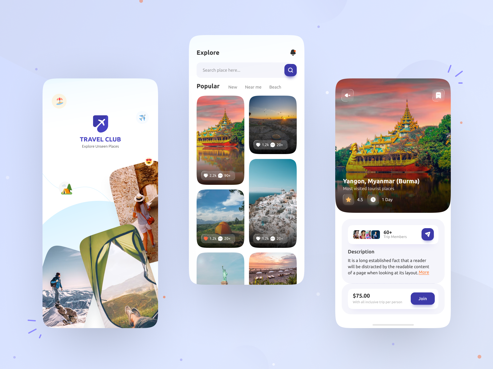 Travel Club App Design by MindInventory UI/UX for MindInventory on Dribbble