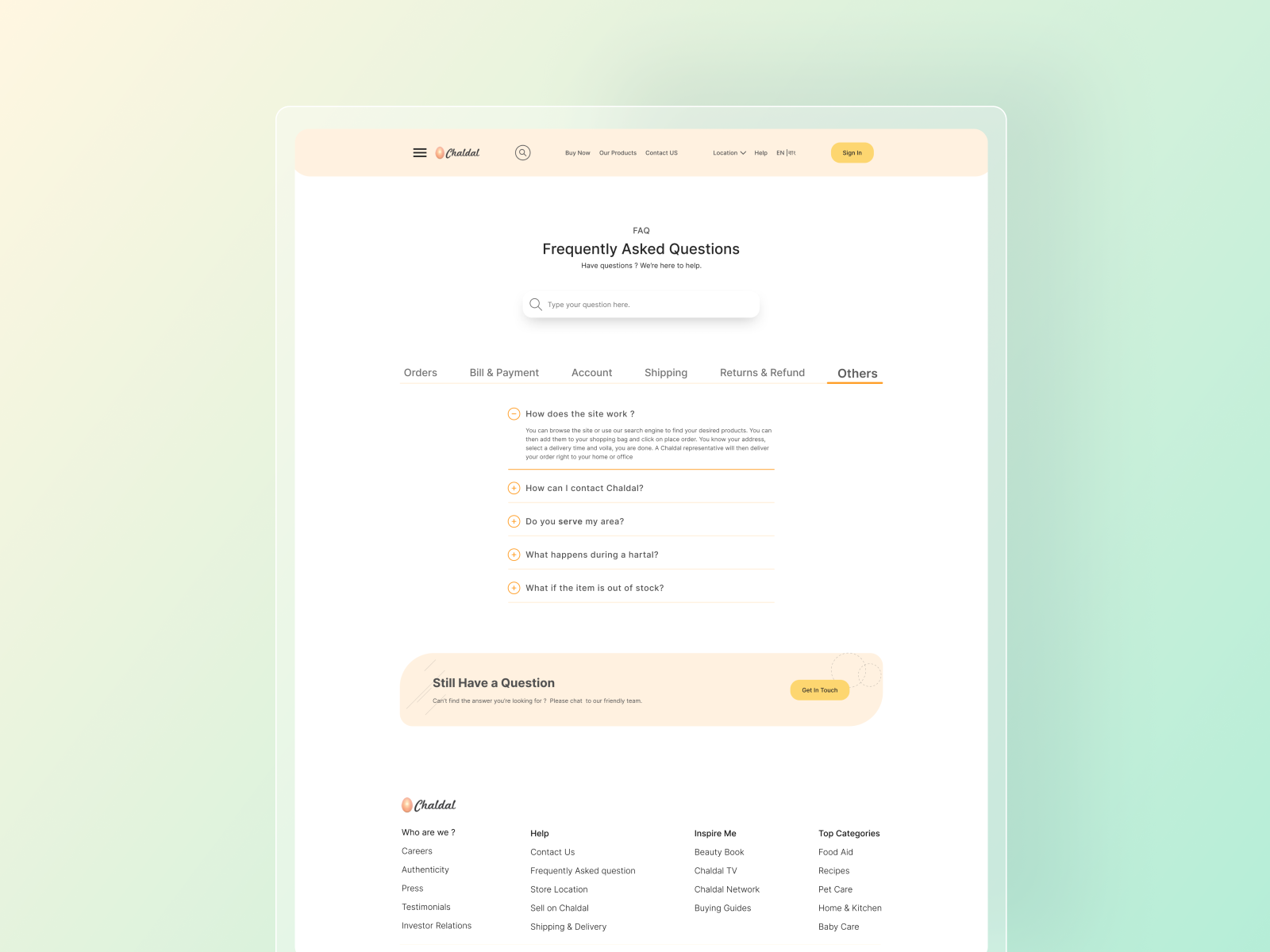 Redesign Chaldal FAQ Page by Jahidul Bin Rafiq on Dribbble