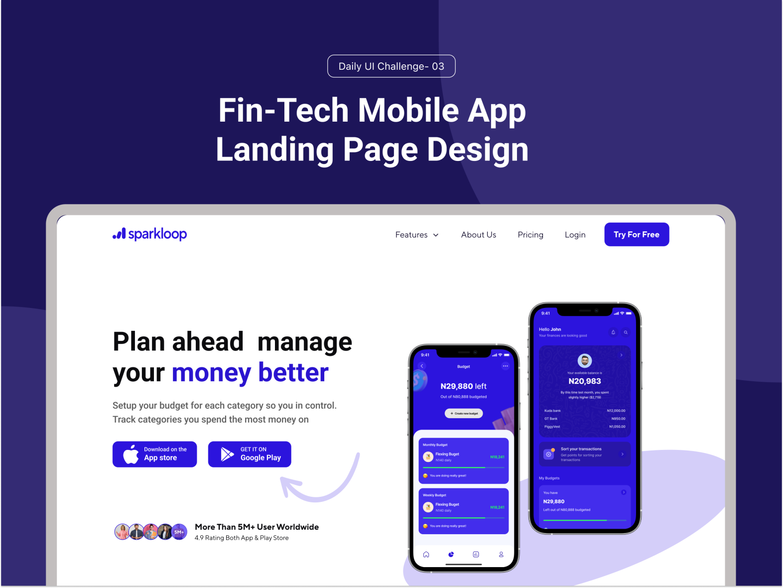 Fin-Tech Mobile App Landing Page Design by Azizur Rahman Ashad on Dribbble
