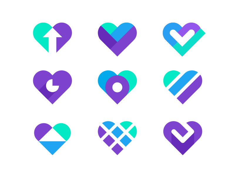 Icon hearts concepts by Vadim Korotkov Logo and branding. on Dribbble