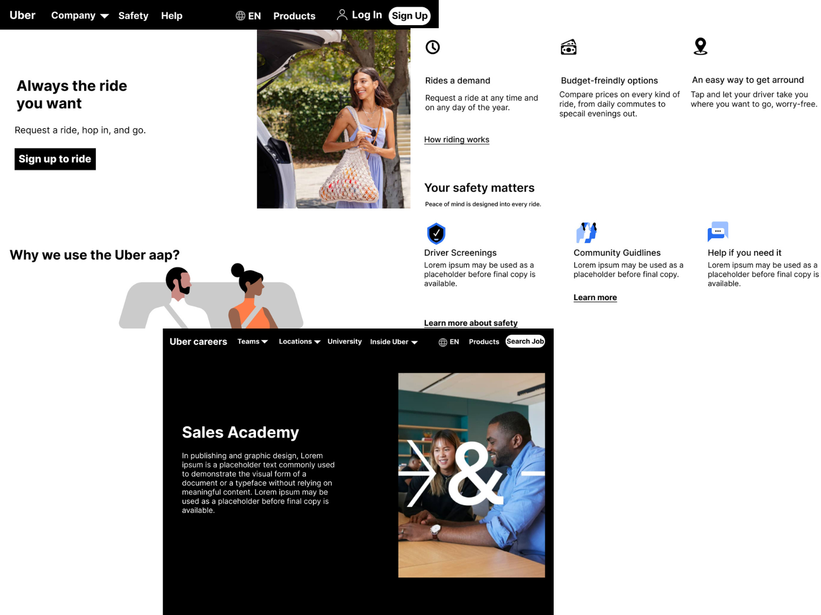 Uber website landing page & Job careers page by Huzaifa on Dribbble