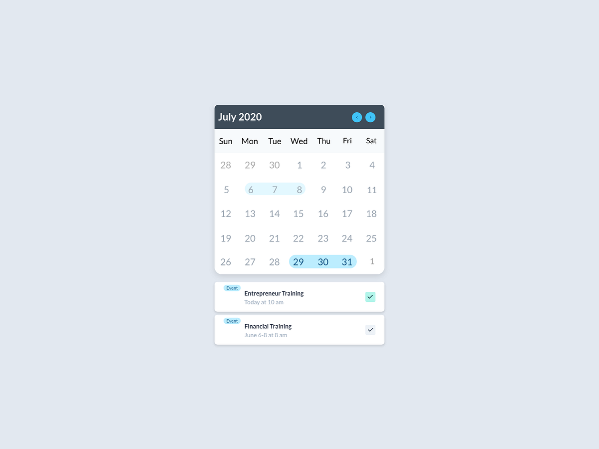 Calendar UI designs, themes, templates and downloadable graphic ...