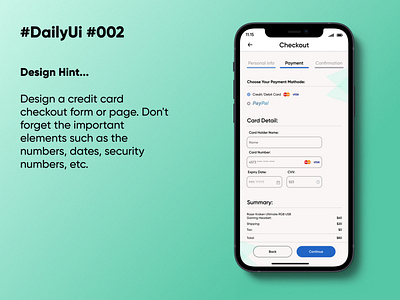 Daily Ui Challenge #002 Checkout Screen by Sher Ali on Dribbble