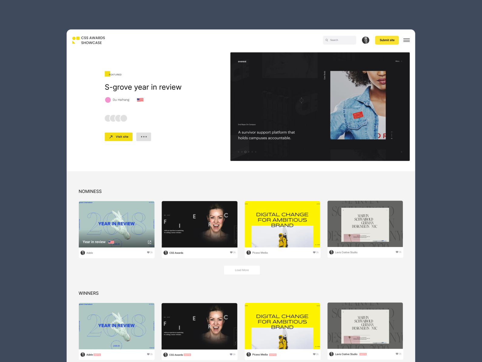 CSS Awards Showcase by Muksith on Dribbble CSS Awards Showcase by Muksith on Dribbble