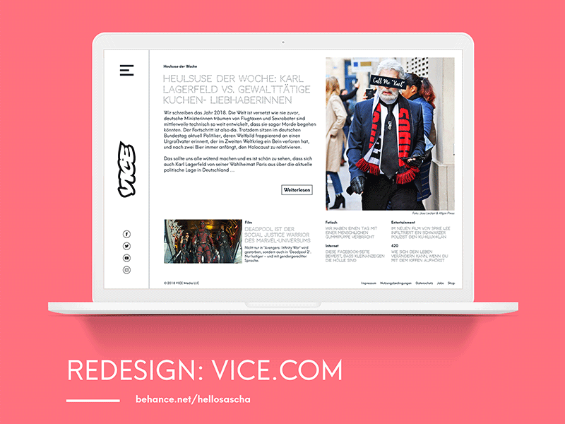Redesign - VICE Website by Sascha Sutorius on Dribbble