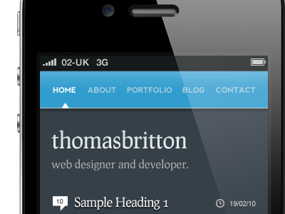 Navigation and header (mobile site) by Thomas Britton on Dribbble