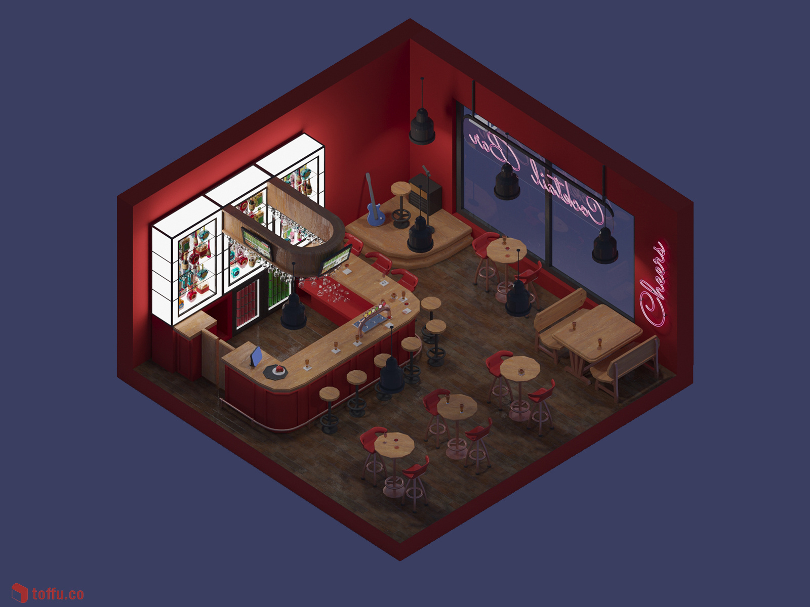 3D Model Low-Poly Pub by Toffu Co on Dribbble