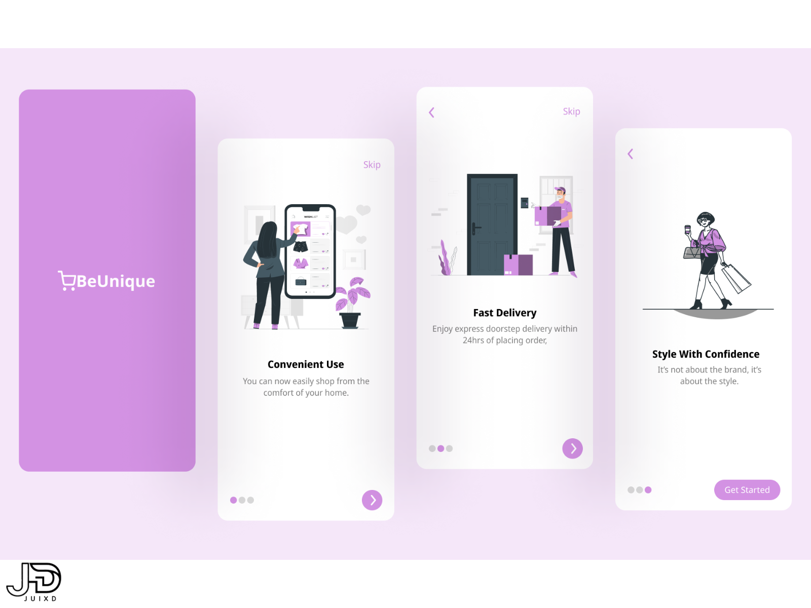 Onboarding Screens for an online store. by Jennifer on Dribbble