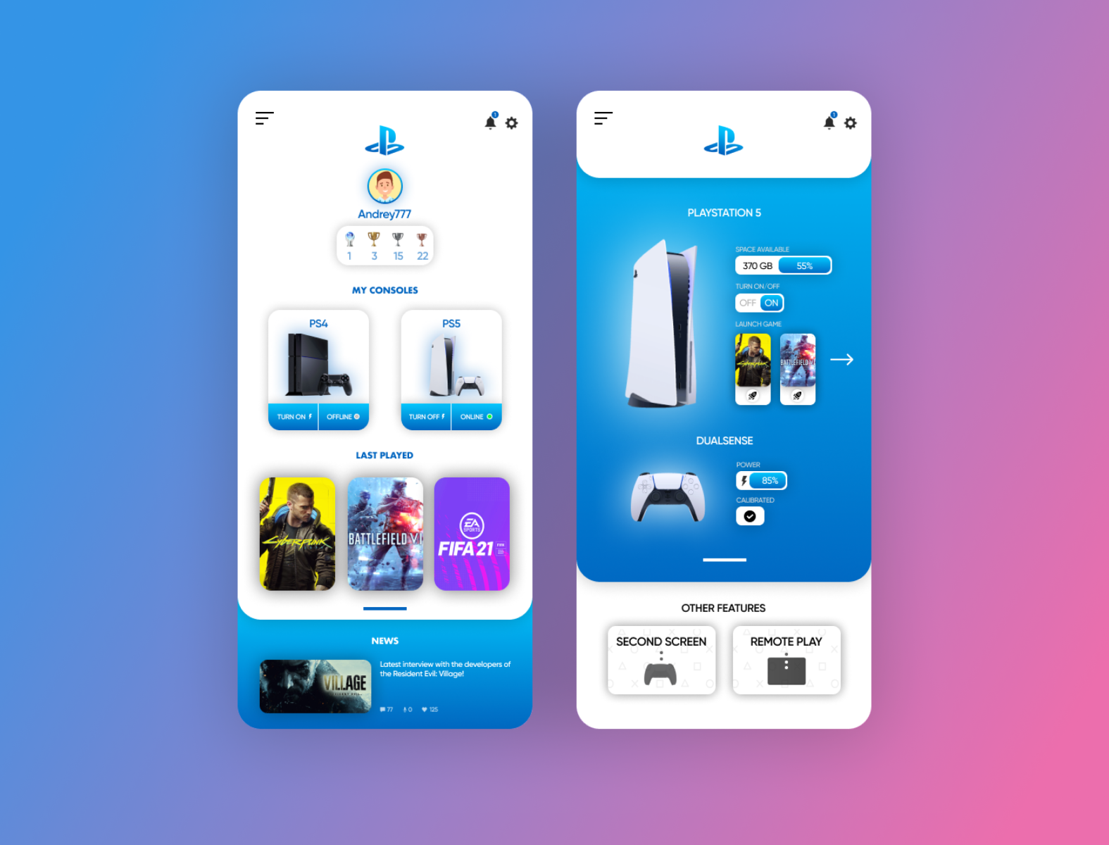PlayStation Mobile App Concept by AAANDREYYY on Dribbble