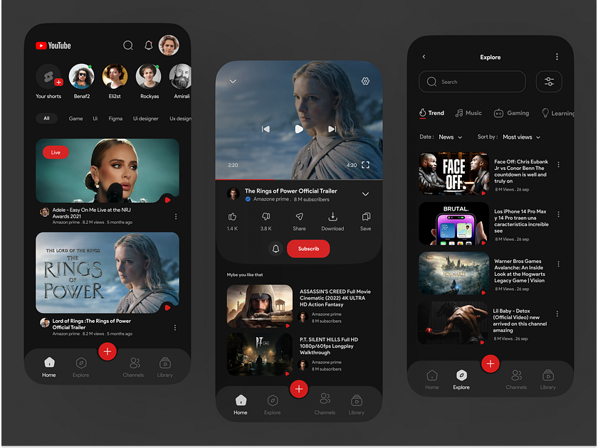 YouTube App Redesign Concept by soroush norozy for Oniex™ on Dribbble