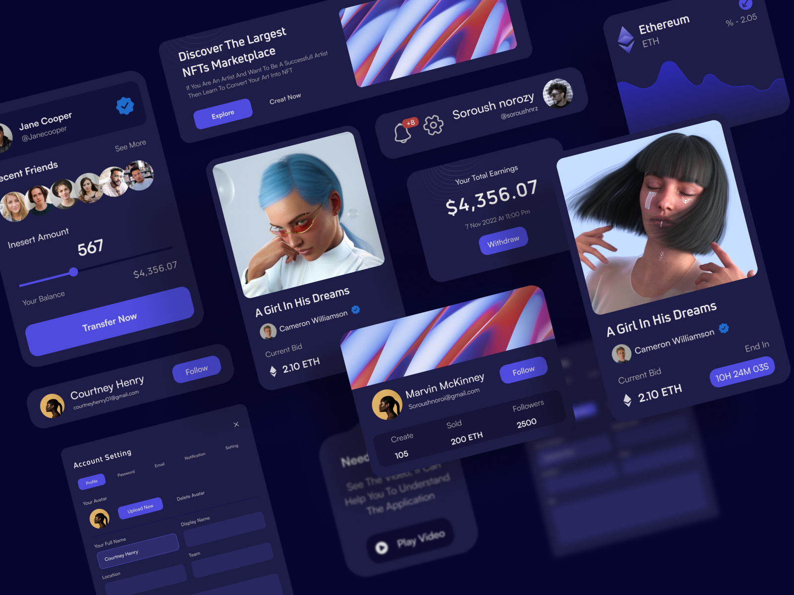 NFT Dashboard components - Dark version by soroush norozy for Oniex™ on ...