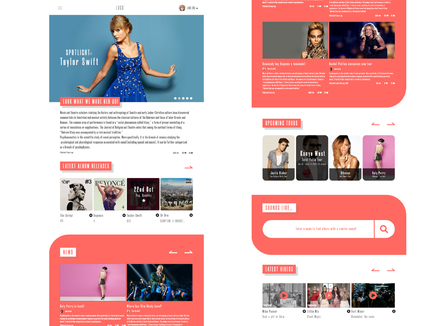Music - Homepage by Tony McKeown on Dribbble