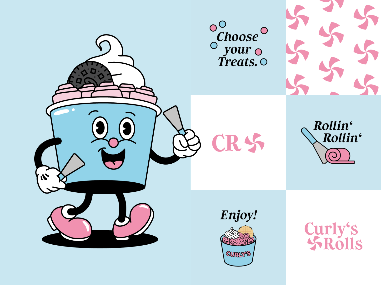 Curly's Rolls Ice Rolls Cafe Brand Identity by Lisa Pierzyna on Dribbble