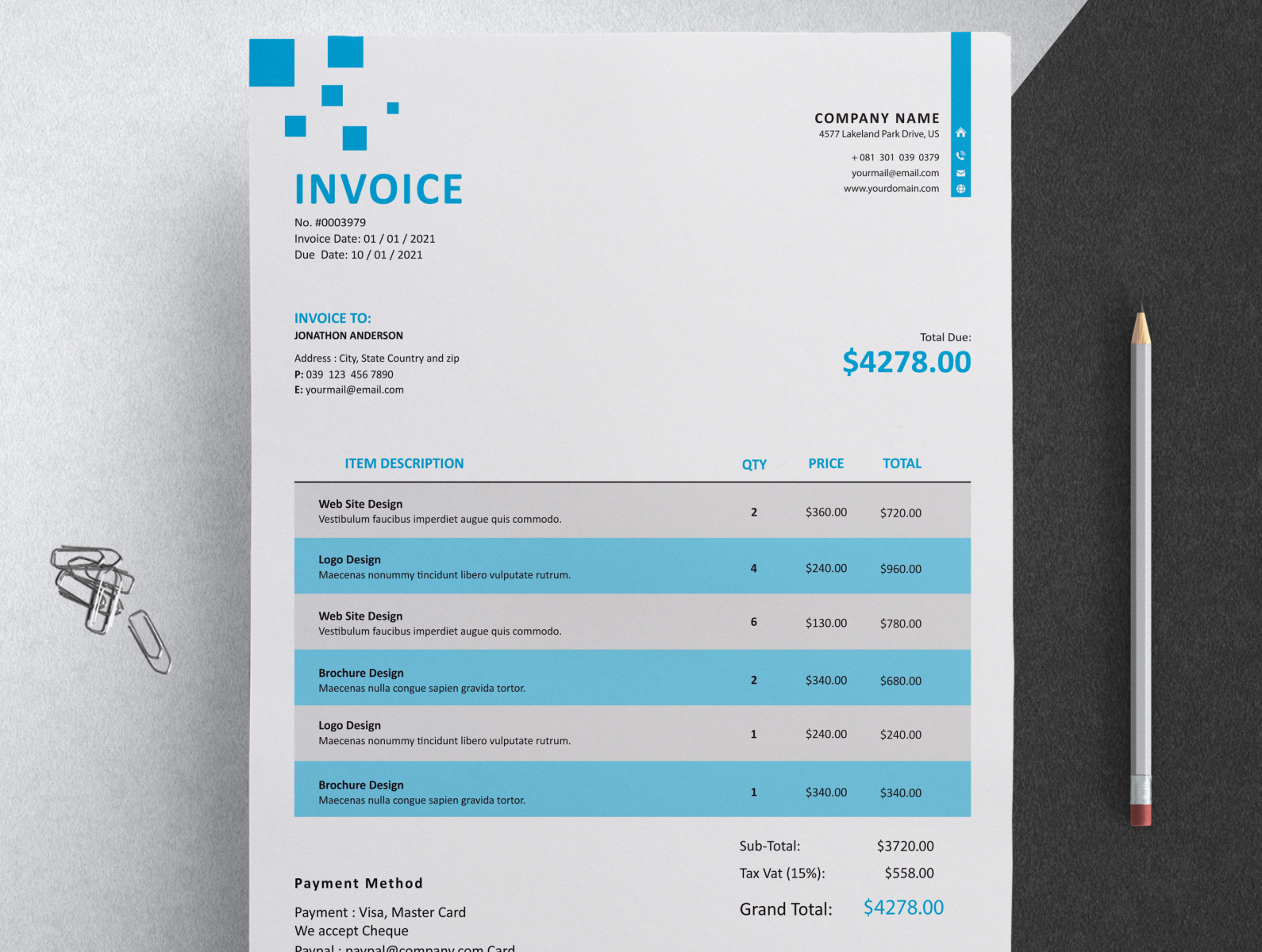 Invoice by FabulousTemplates on Dribbble