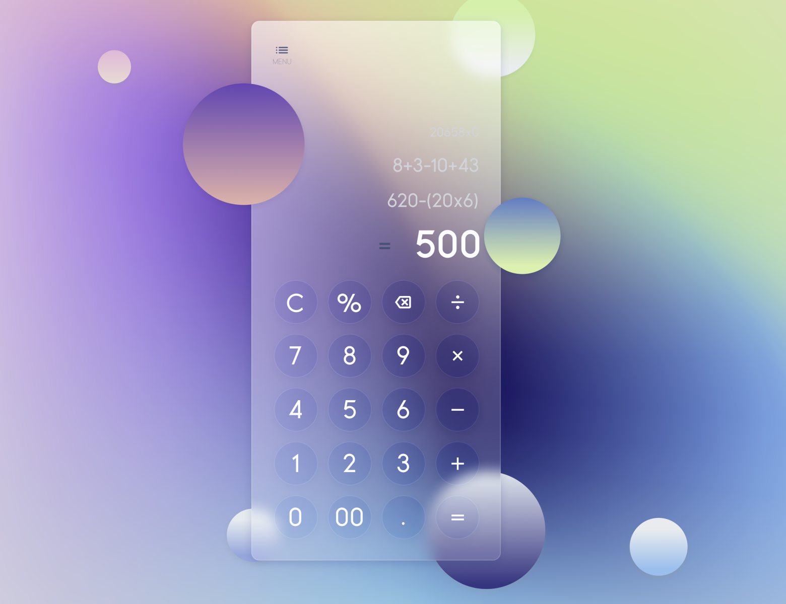 Calculator (Glass morphism)- UI design by Esha Chauhan on Dribbble