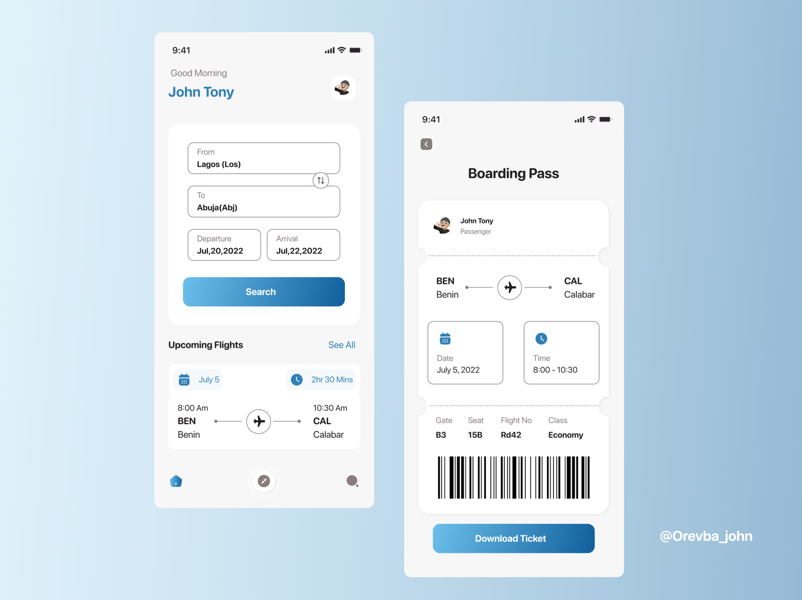 Boarding pass design by john orevba on Dribbble