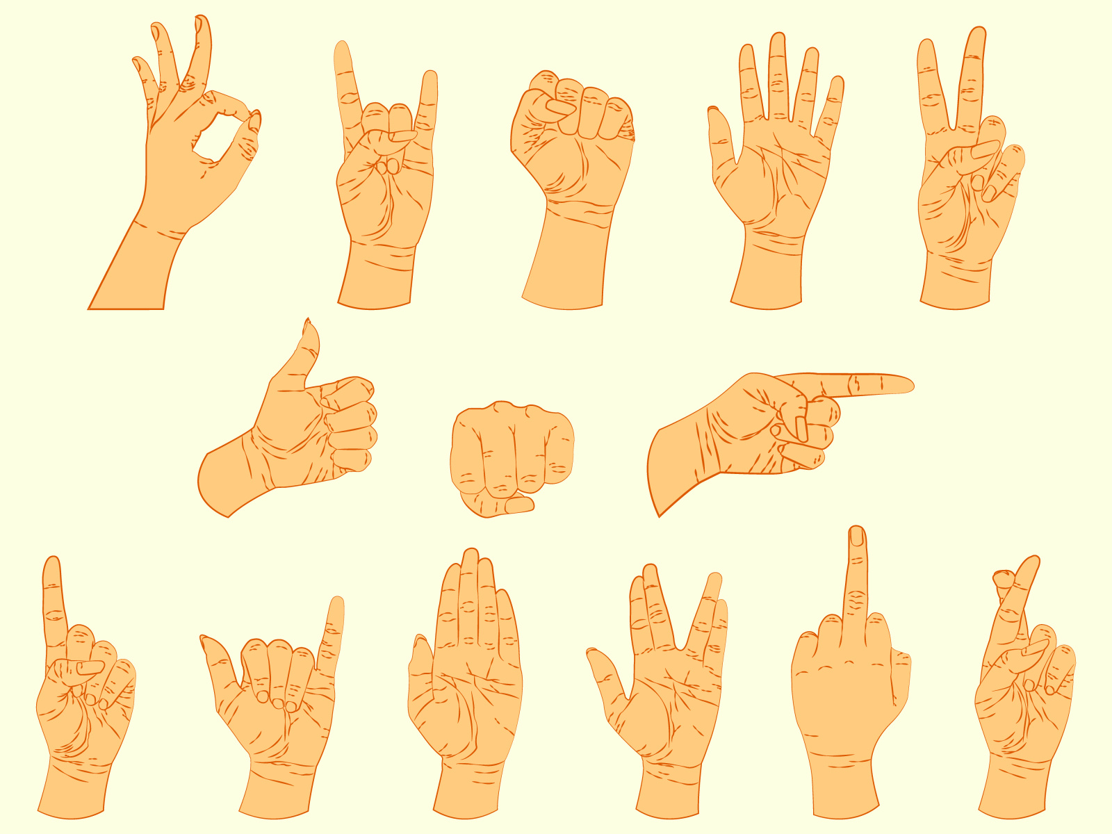 14 realistic hand sign set by Graito Fendy Nugroho on Dribbble