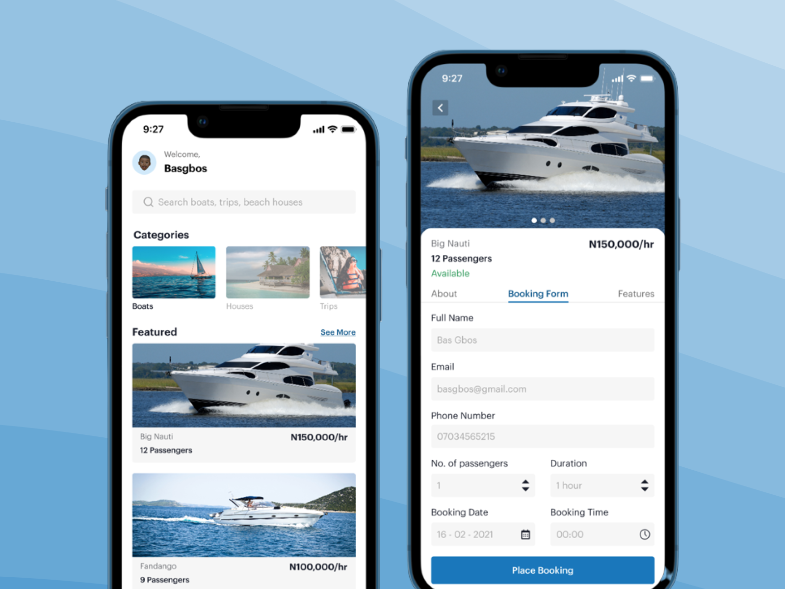 Boat Rental App by Basit Lamidi on Dribbble