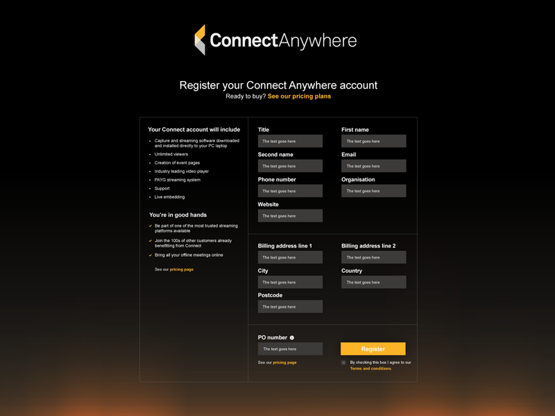 Connect registration module by Gavin Norris on Dribbble