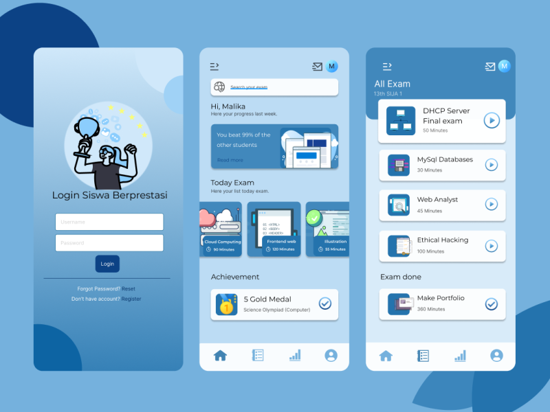 App mobile design for exam by Matrix Sync on Dribbble