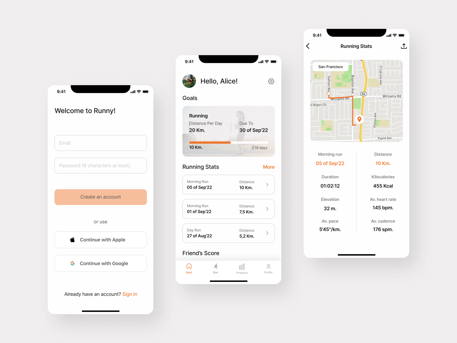 Mobile app for running by Elena on Dribbble