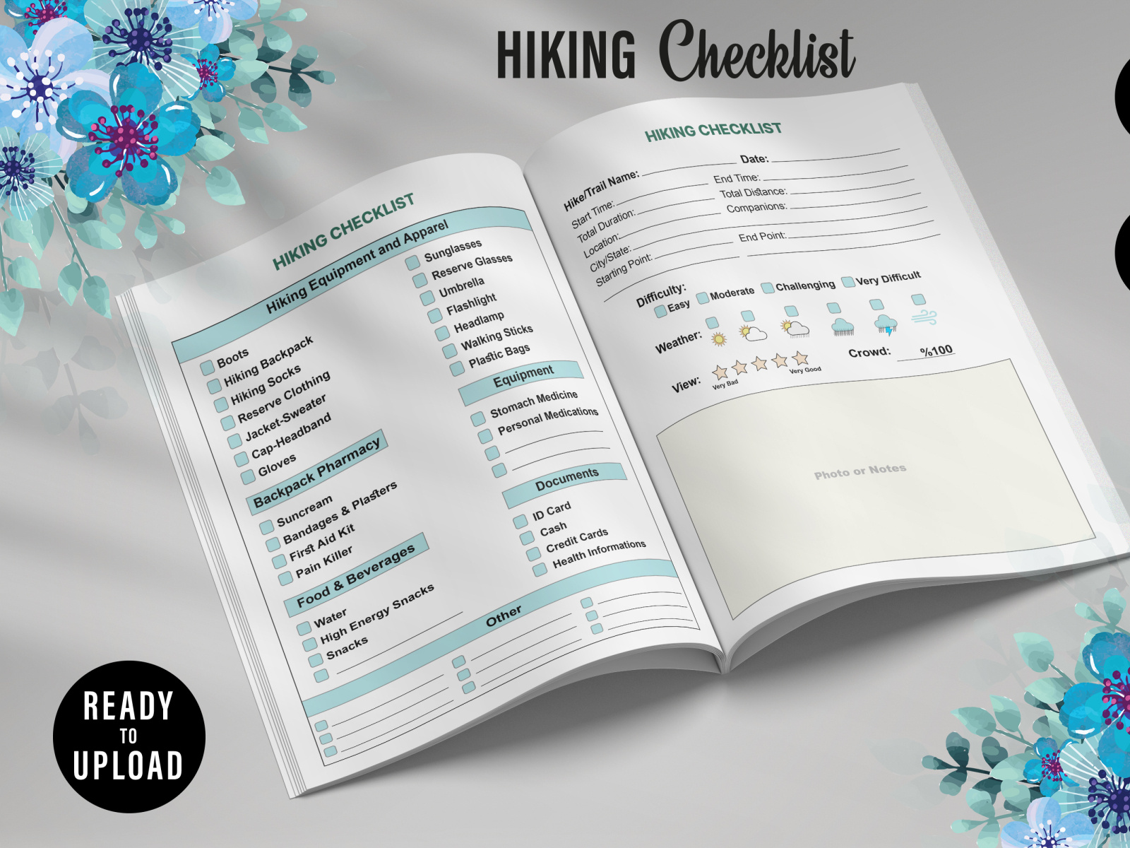 Hiking Tracker Logbook For KDP Interior. by Toba Art Gallery on Dribbble