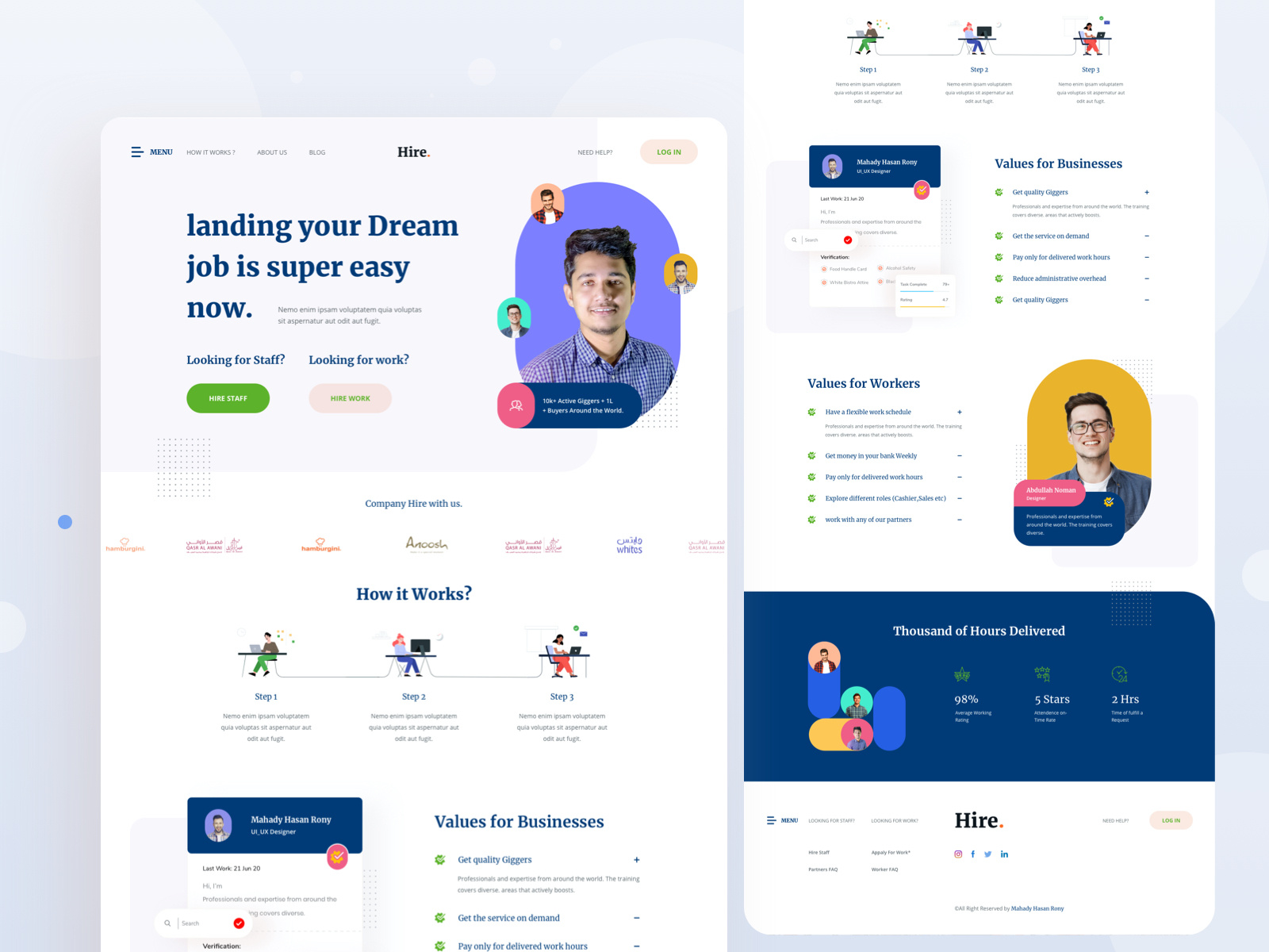 Hiring platform web exploration by Mehedi Hasan Roni on Dribbble