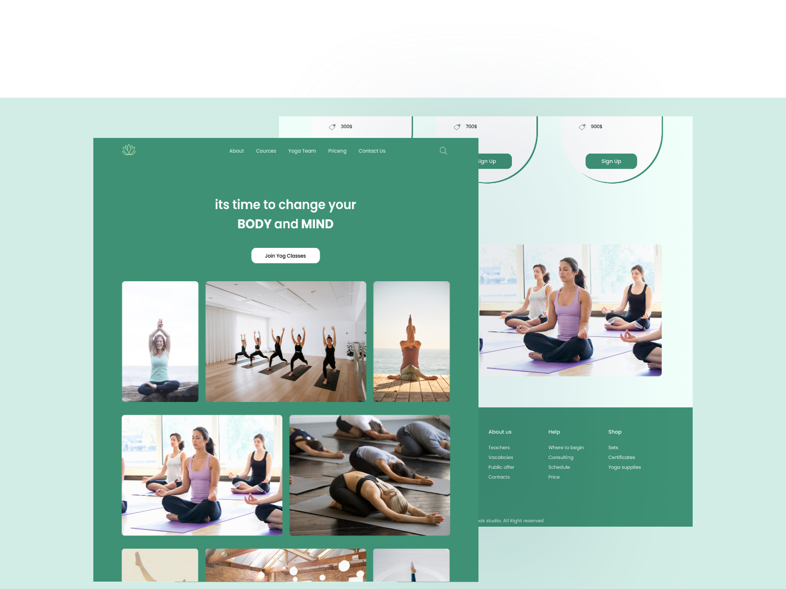 Yoga landing page by Abeer Salim on Dribbble