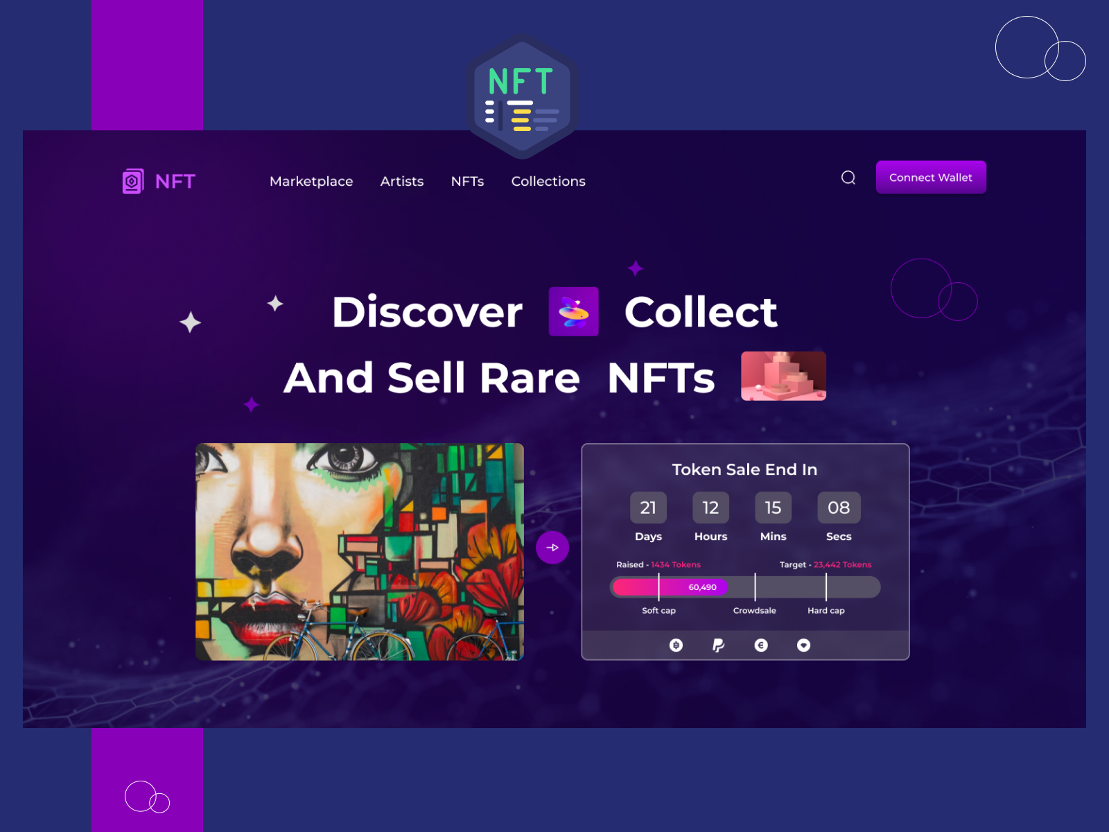 NFT Marketplace Website - Hero Section by MD shamim Hossain on Dribbble