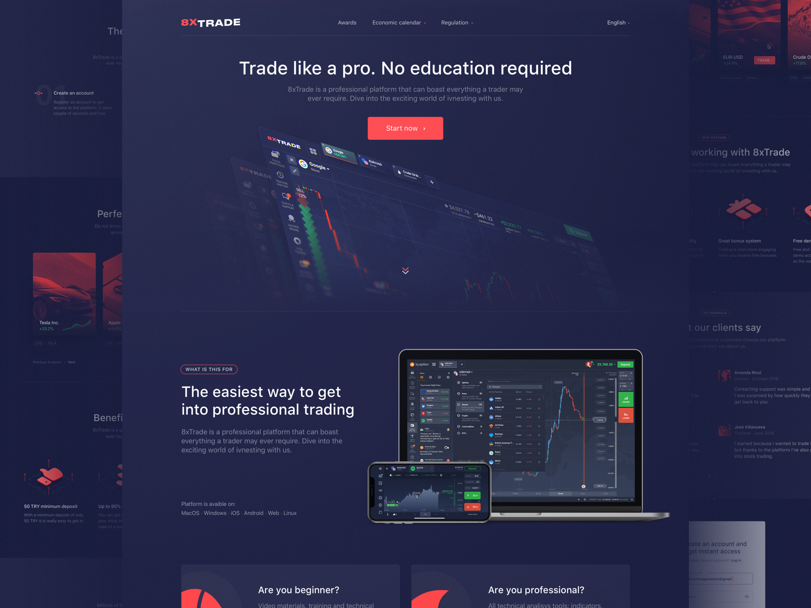 Trade like a pro landing by Alex Cher on Dribbble