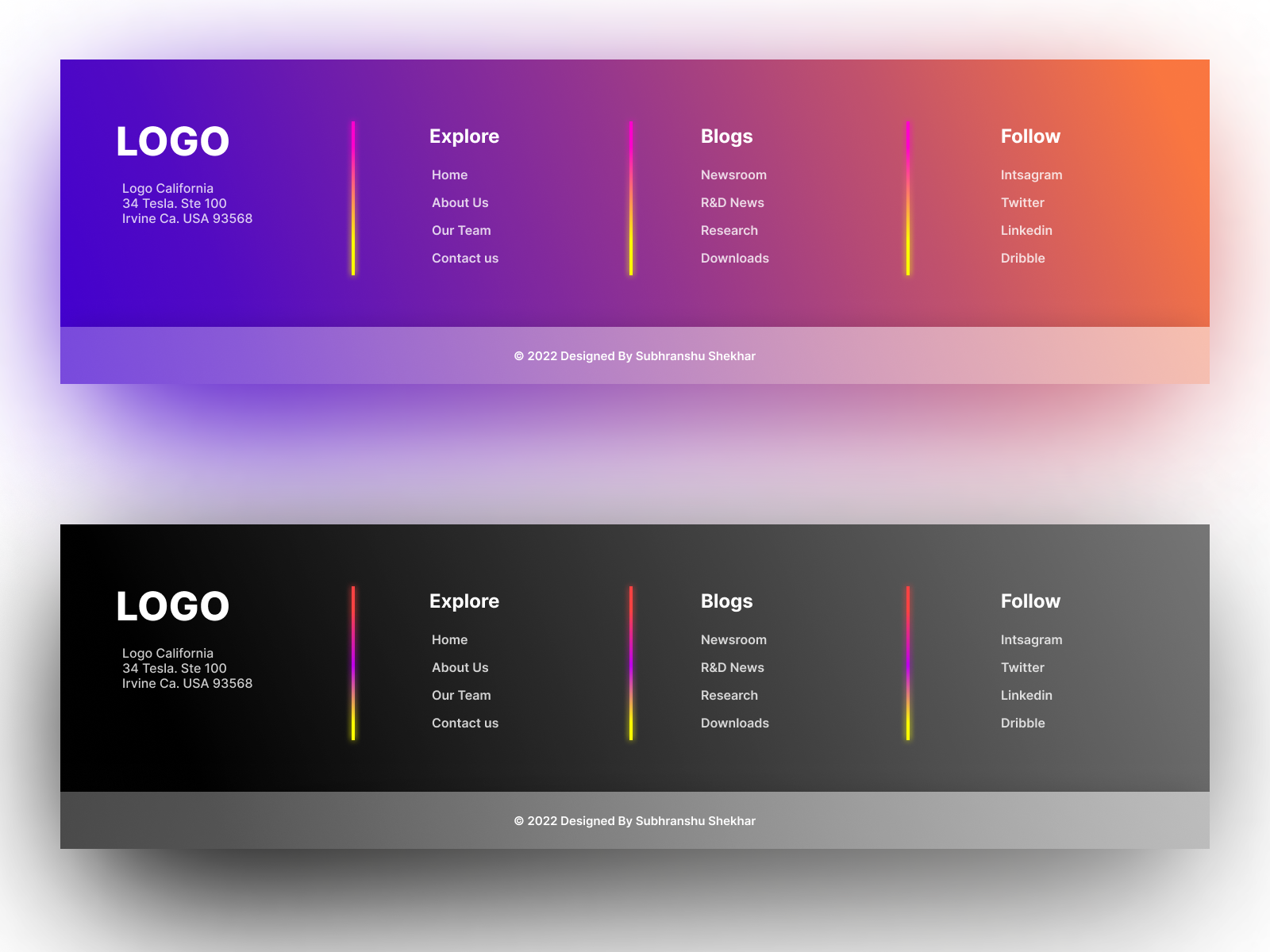 Custom footer design by Subhranshu Shekhar on Dribbble