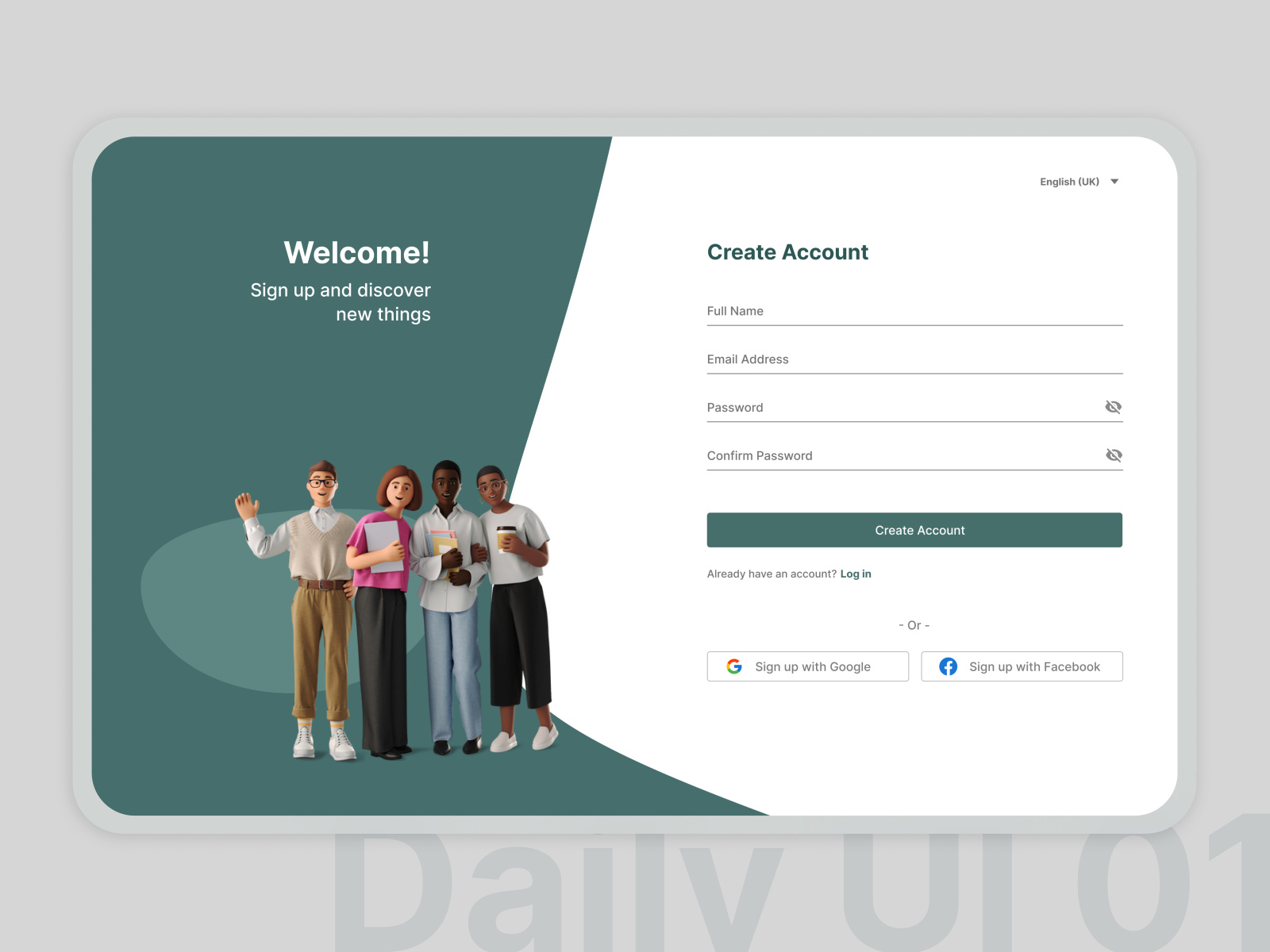 Daily UI 01 | Sign up by Thao Phan on Dribbble