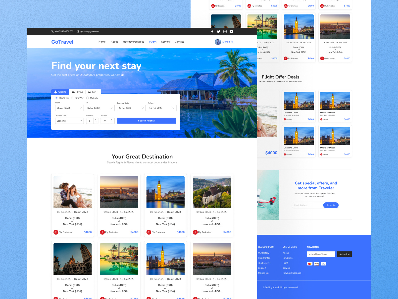 Air Ticket Booking website UI Template by Md Mehedi Hasan on Dribbble