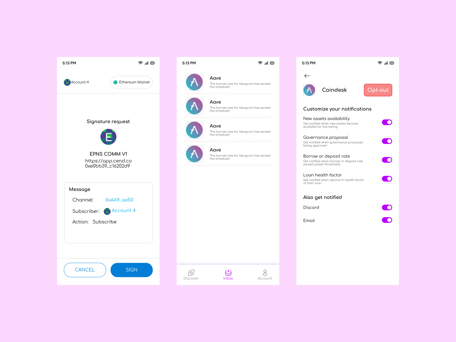 Opt-in Notification for dApps by EGBO-EGBO PROSPER on Dribbble