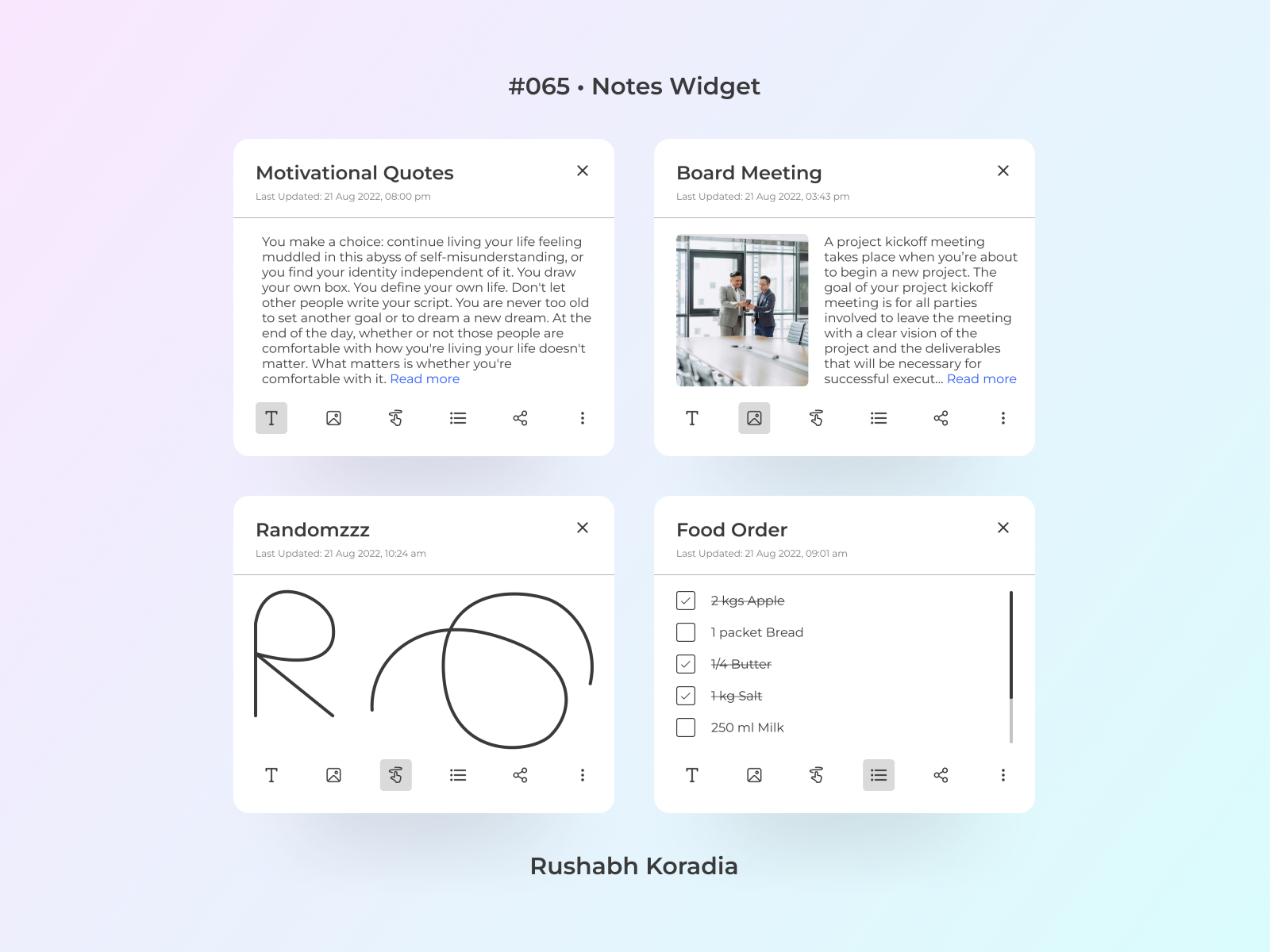 DailyUI 065 - Notes Widget by Rushabh Koradia on Dribbble
