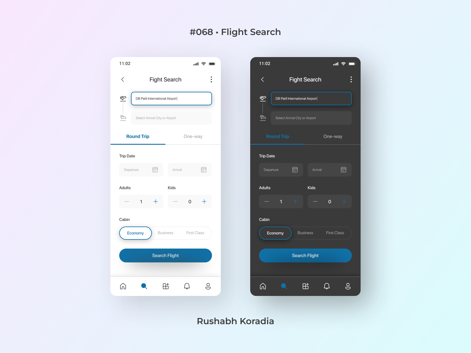 DailyUI 068 - Flight Search by Rushabh Koradia on Dribbble