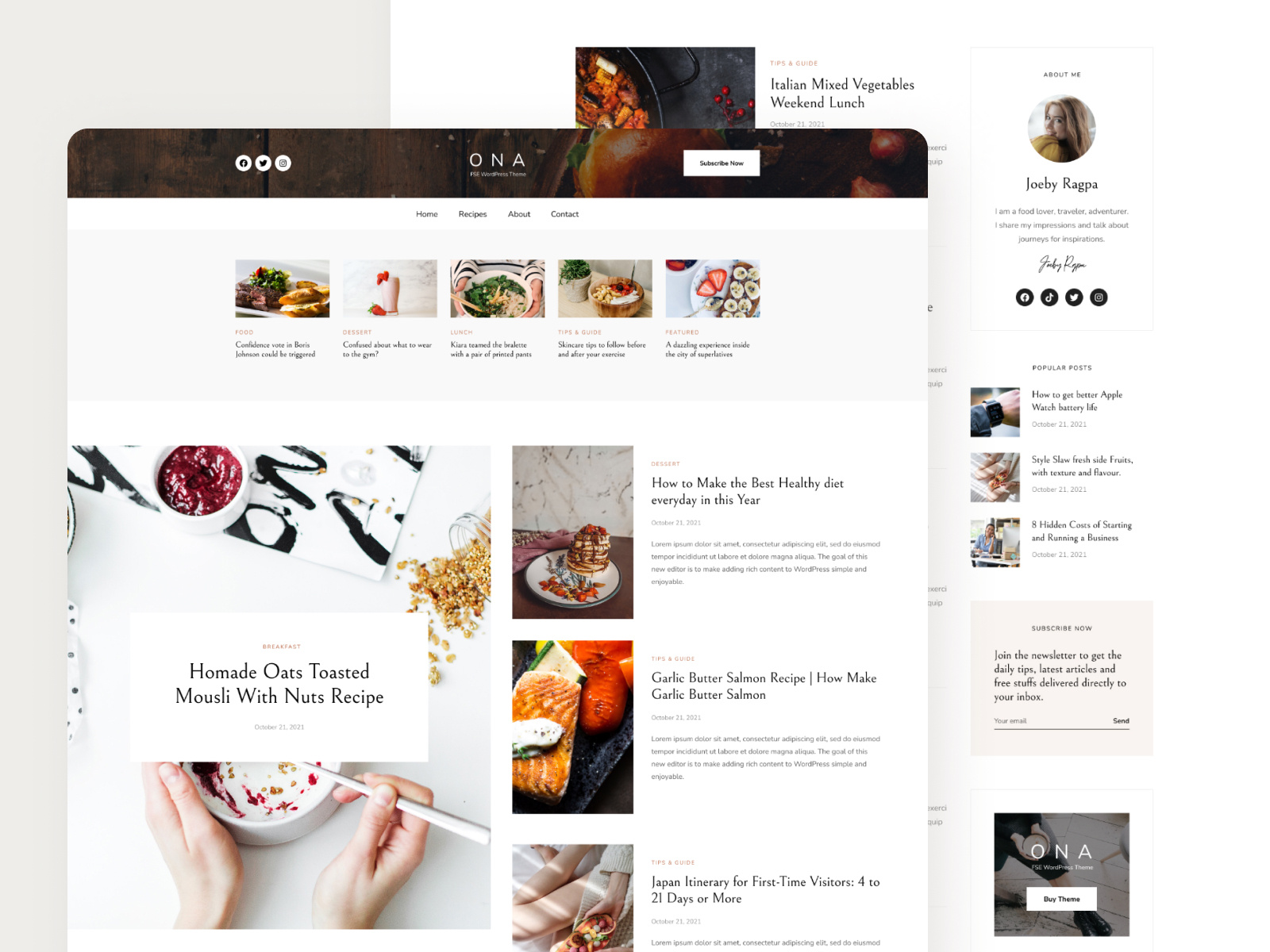 Ona Food Recipes FSE Theme by Alexander Samokhin on Dribbble