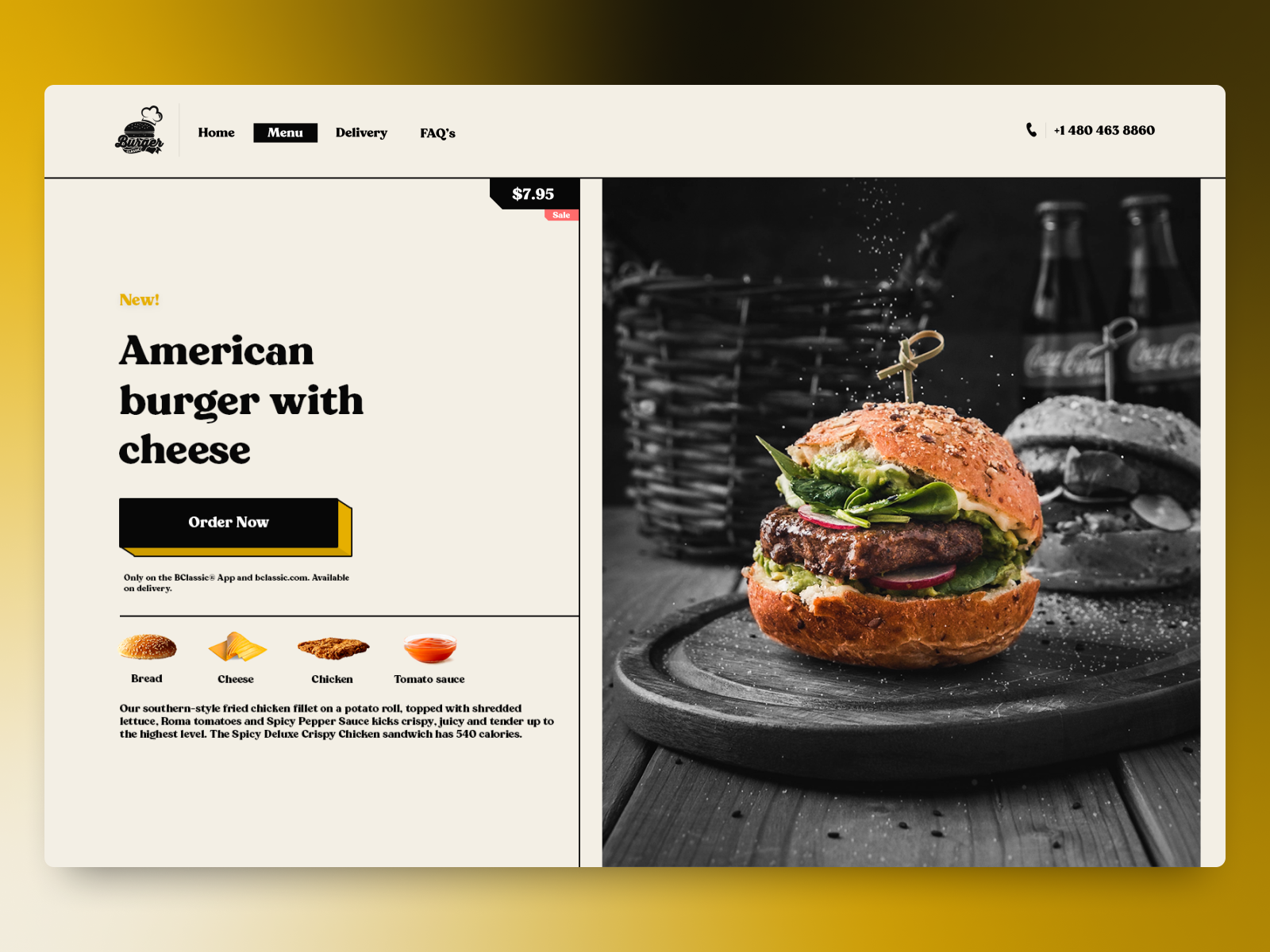 Web site design: Burger Product Page by Alberto on Dribbble