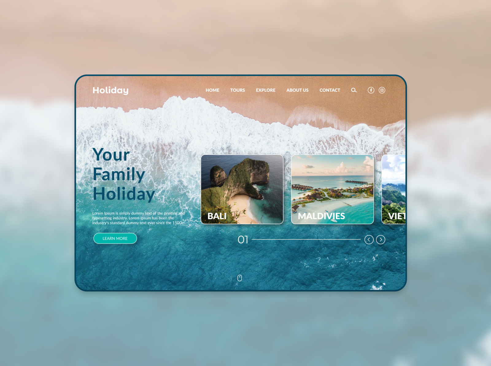 Holiday : Landing Page UI by Vaijanath Awate on Dribbble