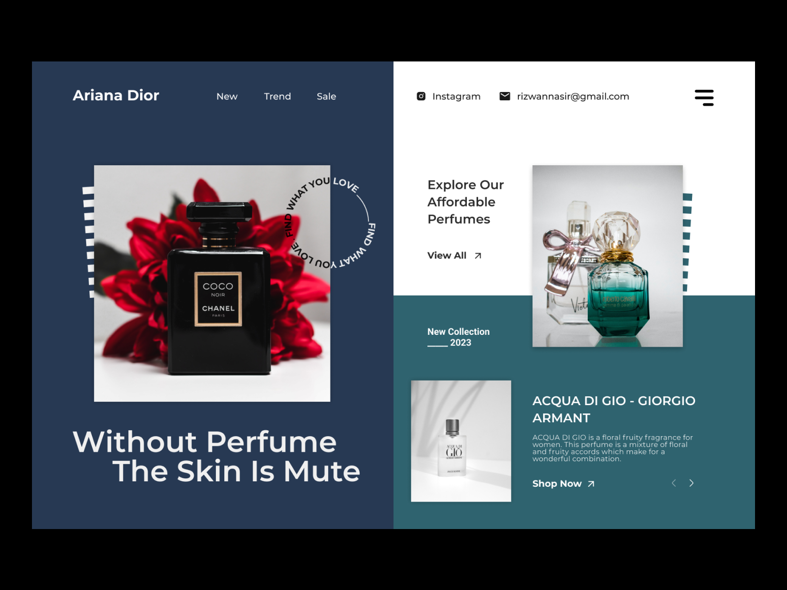 Perfumes Web Design: Landing page/Homepage UI by Rizwan Nasir on Dribbble