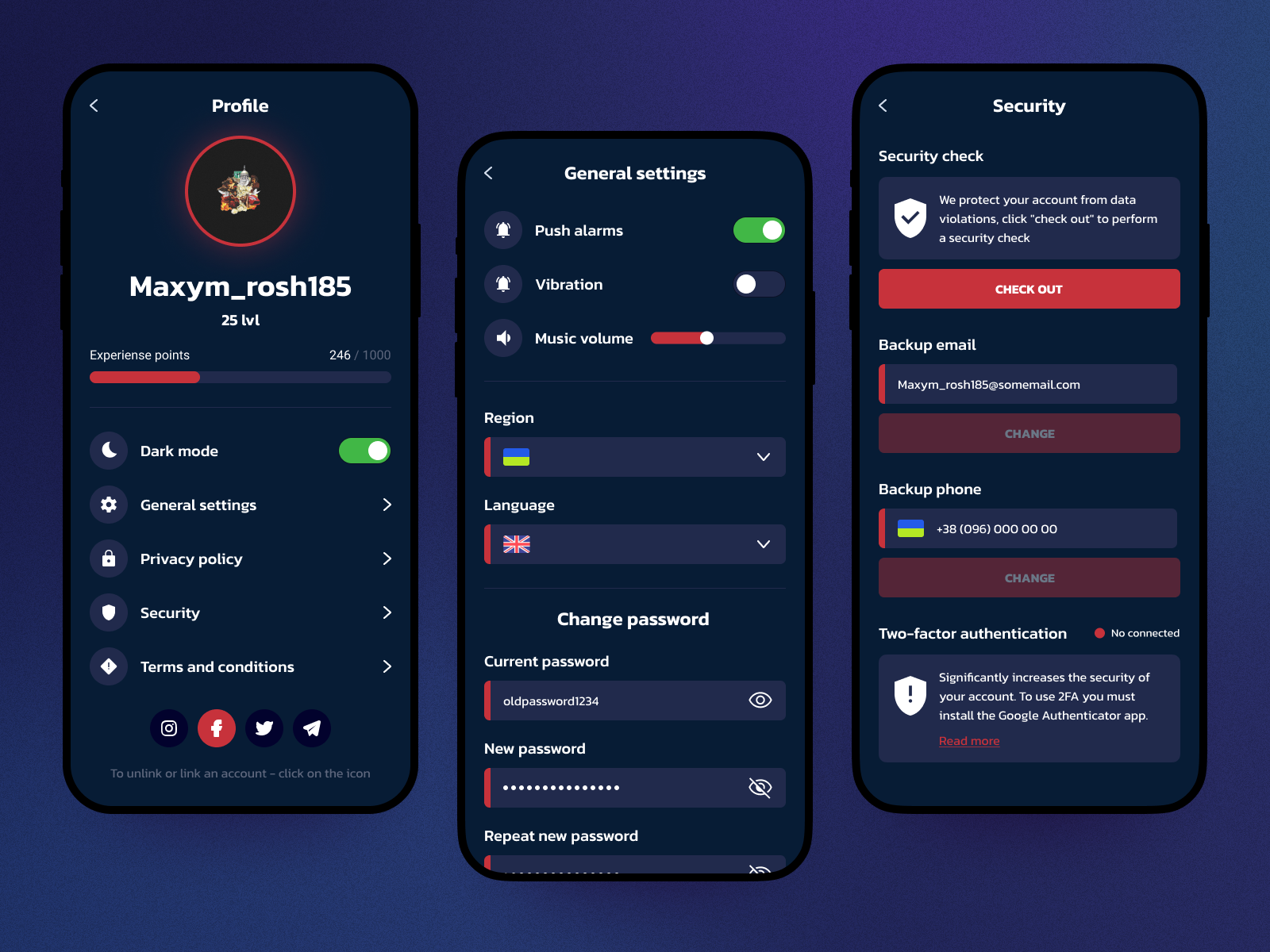 Settings in the mobile app by Max on Dribbble