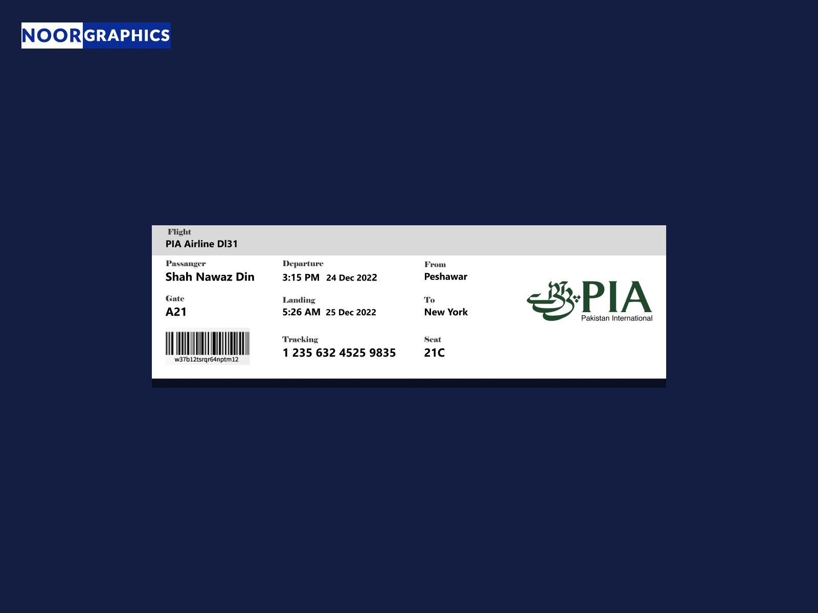 PIA Flight ticket redesign by AllahNoor Bangash on Dribbble