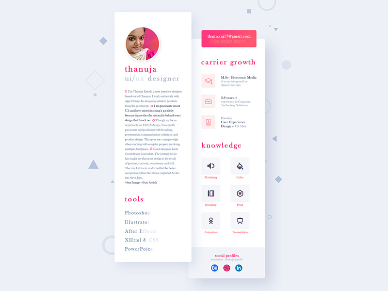 New Resume by Thanuja Rajesh on Dribbble
