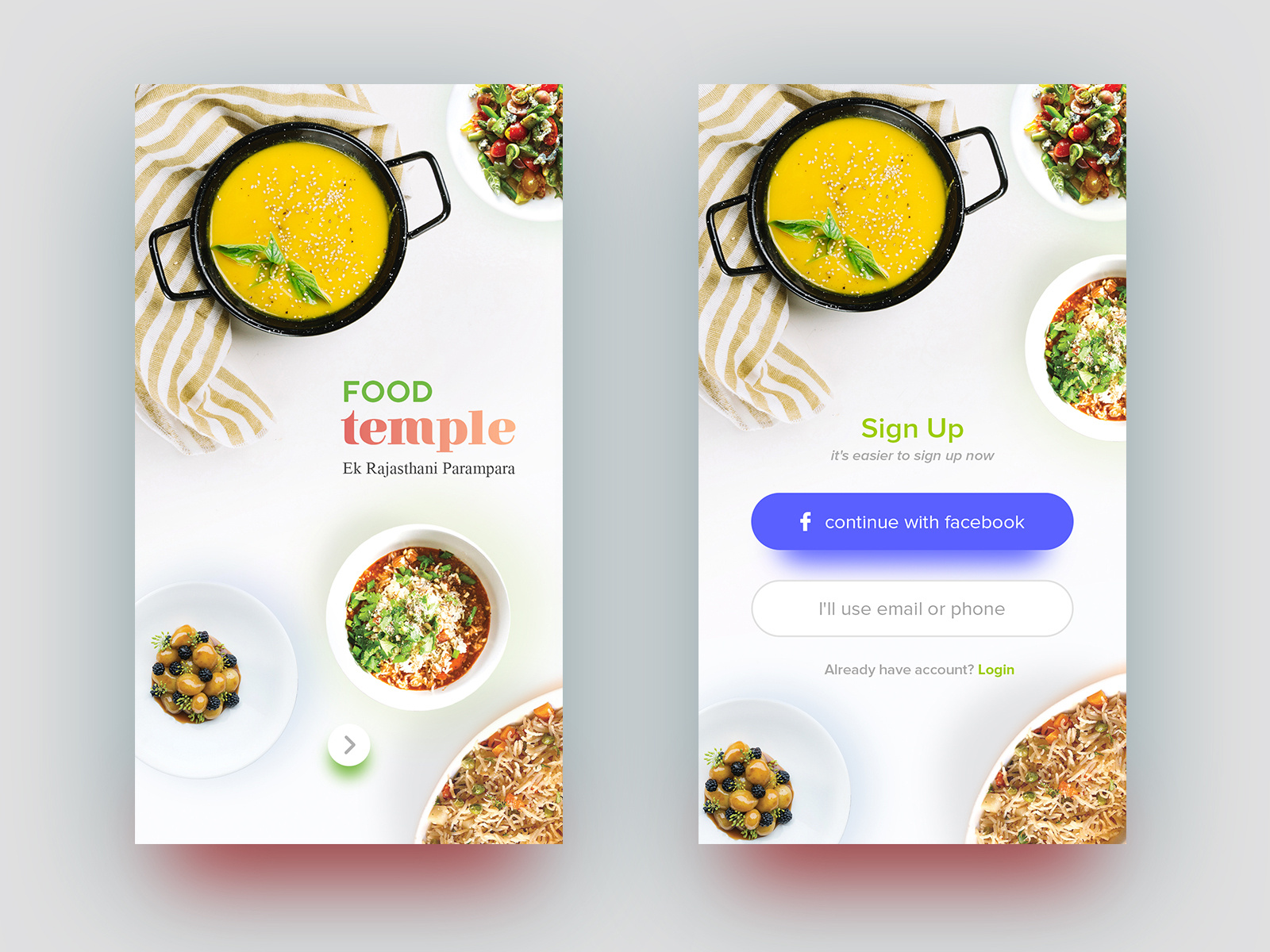 Food Temple - Login UI by Shiva Chauhan on Dribbble