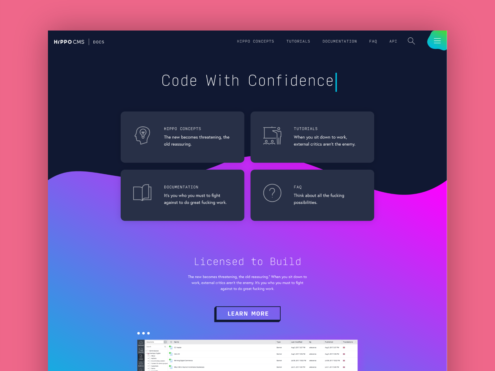 Documentation Site Landing Page by Sietse Koopmans on Dribbble