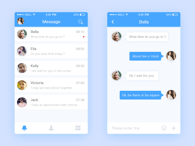 Instant Messaging app by Wayne Z on Dribbble