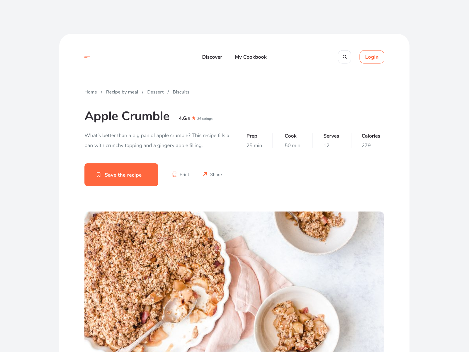 Recipe Page by Audrey Toulemont on Dribbble