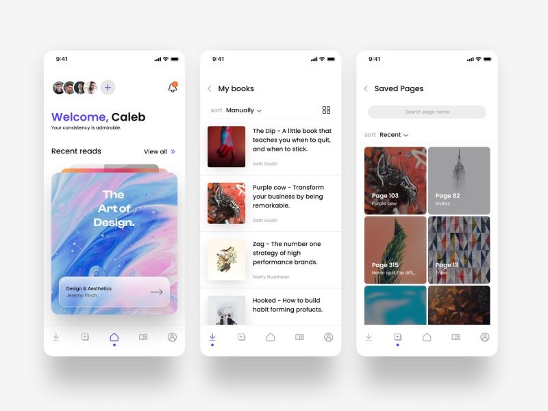 Reading App UI by Meshach Nsude on Dribbble